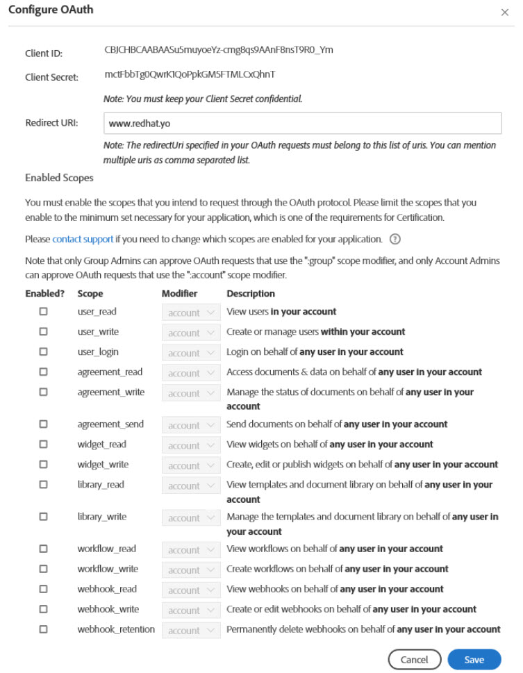 How to create Client ID and Client Secret? | Adobe Sign