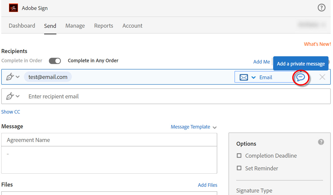 How to enable and use Private messages? | Adobe Sign