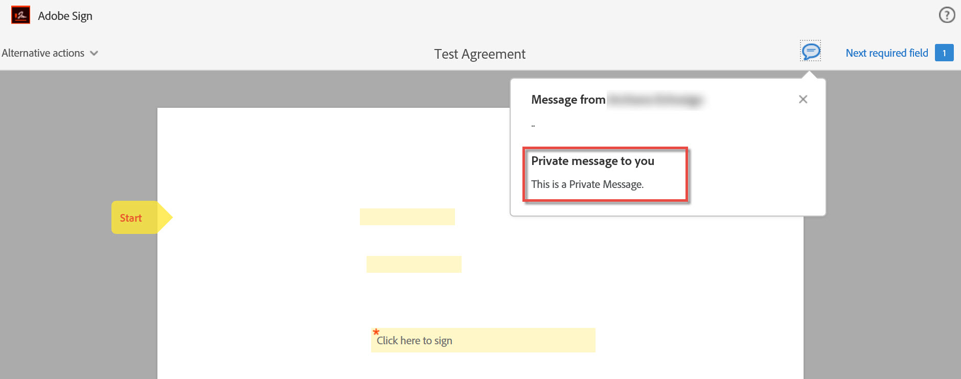 How to enable and use Private messages? | Adobe Sign