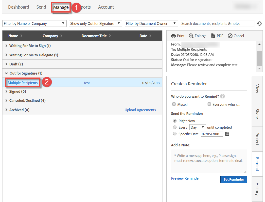 How to set reminders for each agreement separately in Mega Sign ...