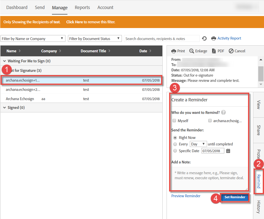 How to set reminders for each agreement separately in Mega Sign ...