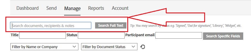 How to specify your document search using Advanced Search bar? | Adobe Sign