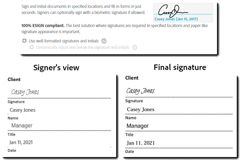 Customize The E signature Field To Hide The Name And Date Below The 