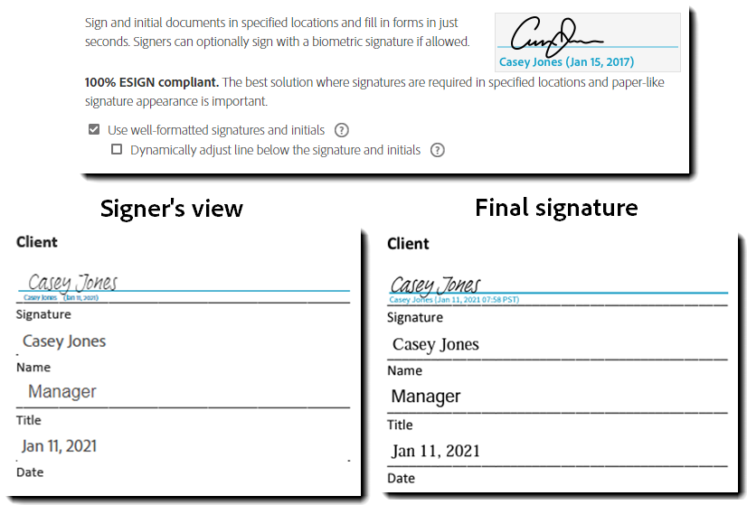 Customize The E signature Field To Hide The Name And Date Below The Signature Line