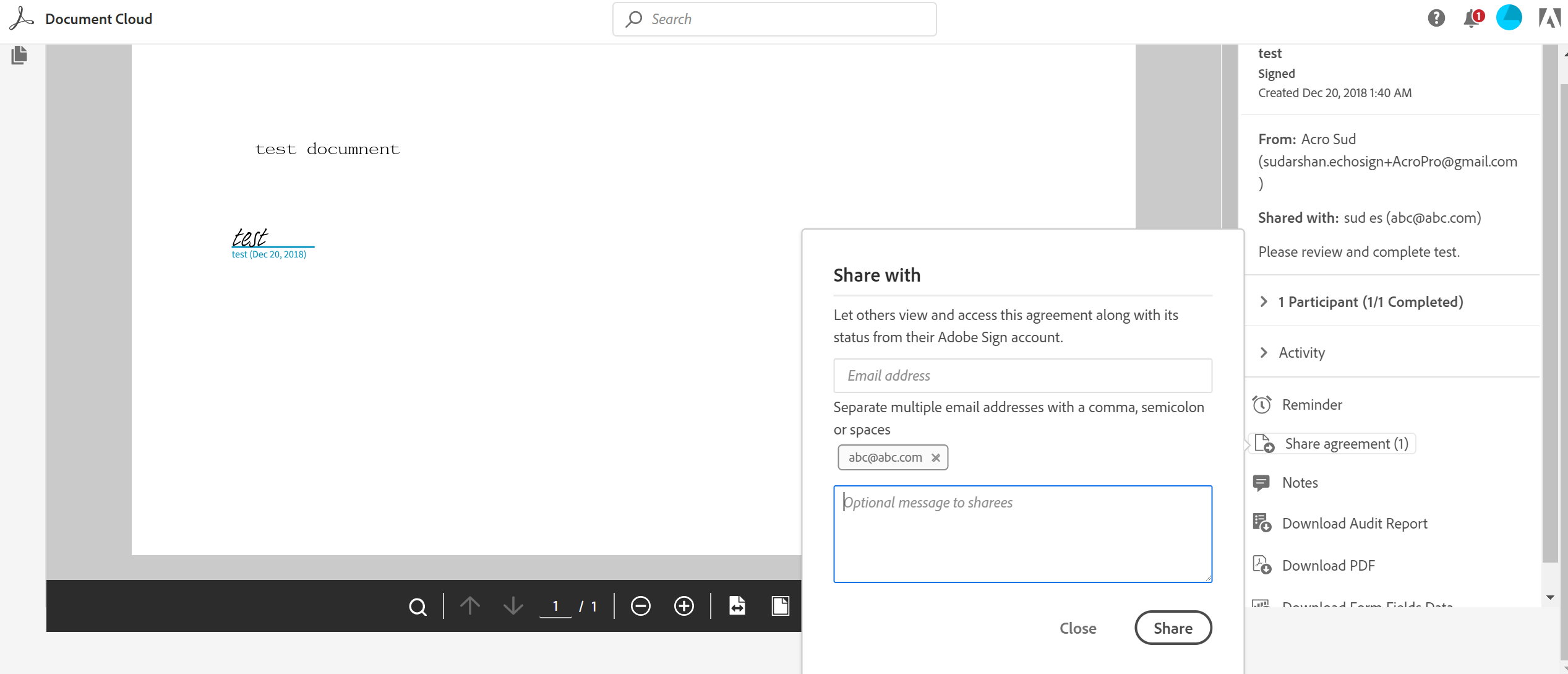 How To Share A Signed Document Under Adobe Document Cloud Web Ui