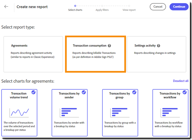 Transaction consumption reports