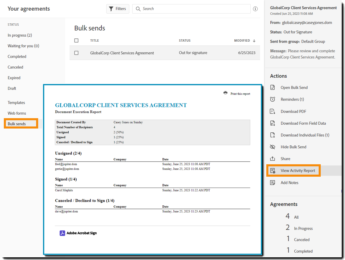 Configure access to Send in Bulk