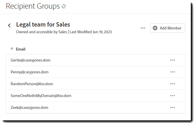 Reusable recipient groups