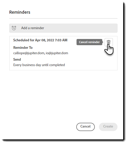 Cancel a reminder