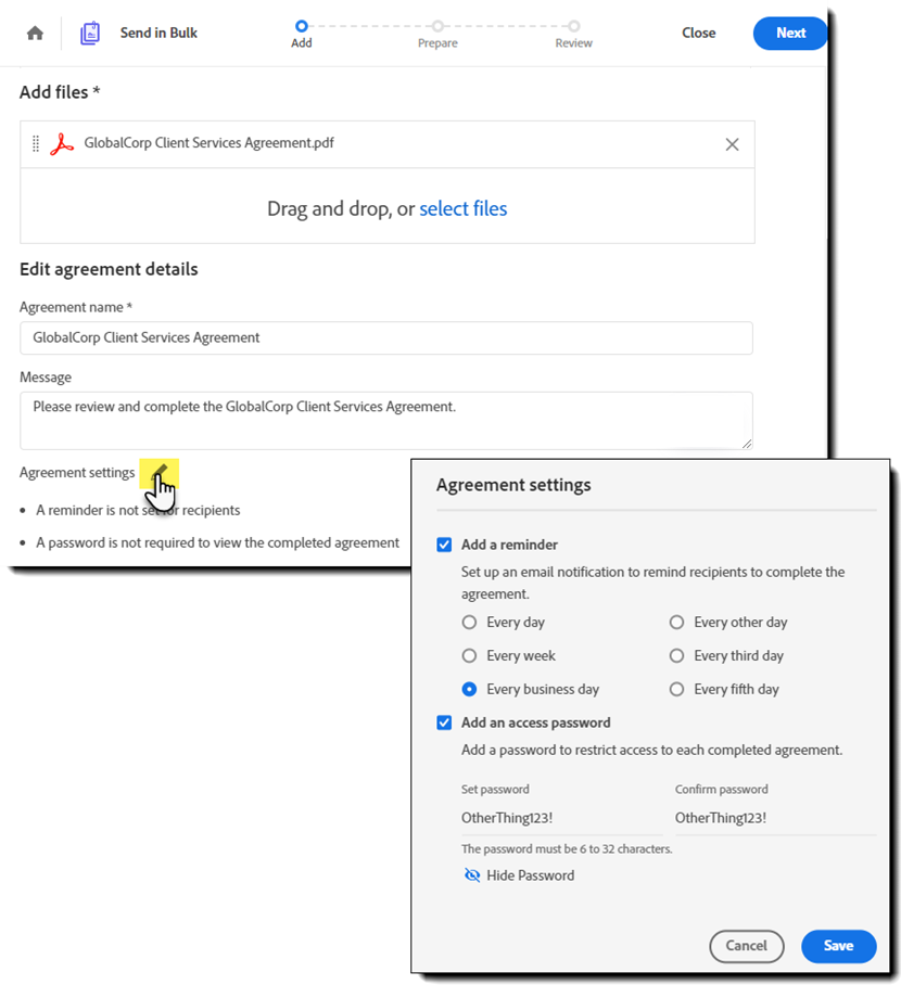 Request signatures in bulk with Send in Bulk