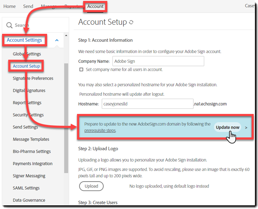 Echosign Domain Change EDC