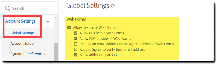 Adobe Acrobat Sign Web Forms