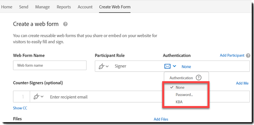 Adobe Acrobat Sign Web Forms