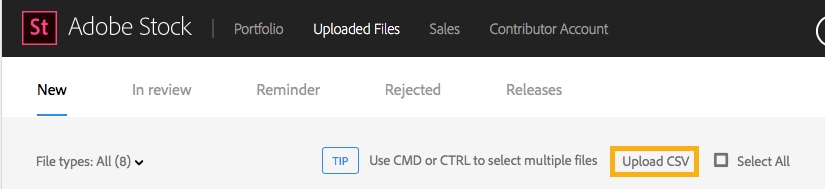 Use CSV files to index your content at Adobe Stock