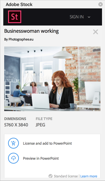 Adobe Stock Add-in for Microsoft PowerPoint