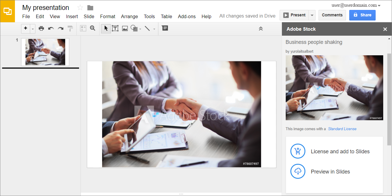 Adobe Stock Add-on for Google Slides