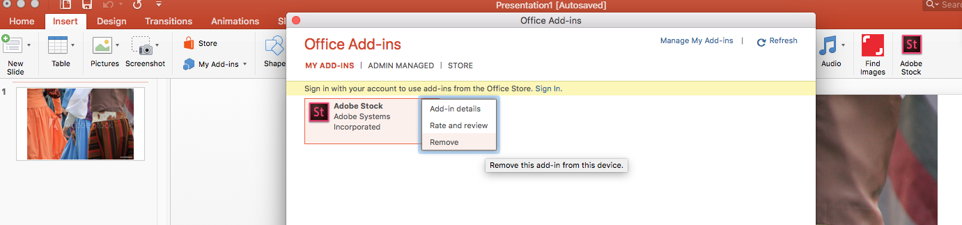 Can't start this add-in | Adobe Stock plug-in for PowerPoint