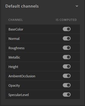 Channel Settings panel | Substance 3D Sampler