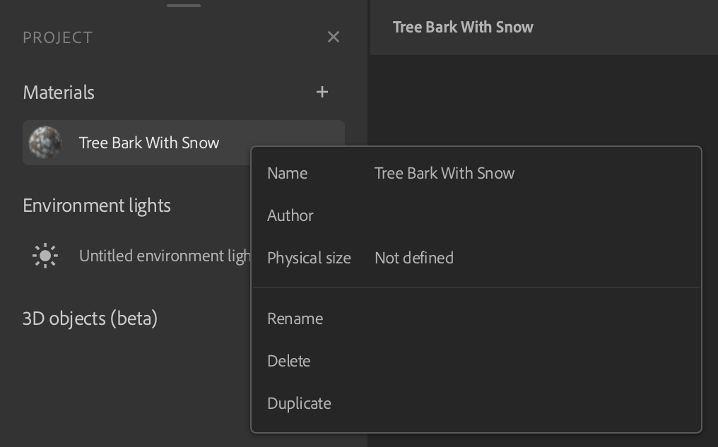 Project panel | Substance 3D Sampler