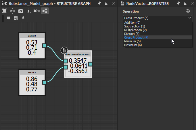 Binary operation on vector3 | Substance 3D Designer