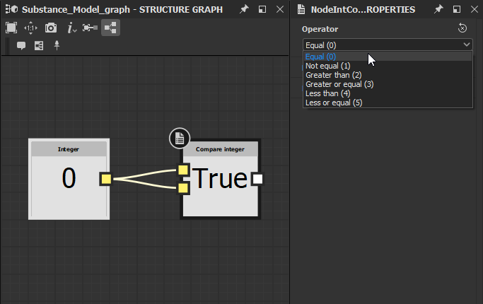 Compare integer | Substance 3D Designer