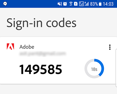 Use Adobe Authenticator for two-step verification