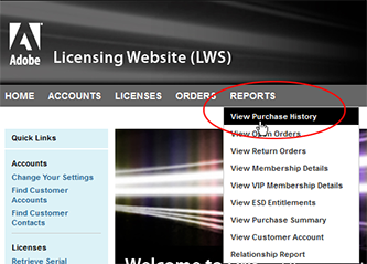 Adobe Licensing Website | Serial numbers, orders, and accounts