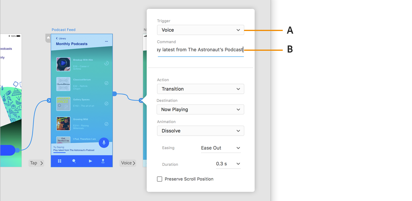 Using voice commands in XD