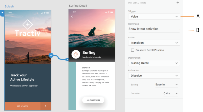 Using voice commands and playback in XD