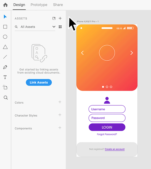 Work with Assets panel in XD