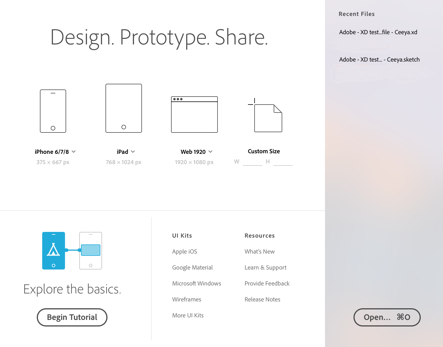 Learn about the design and prototyping interface in Adobe XD.