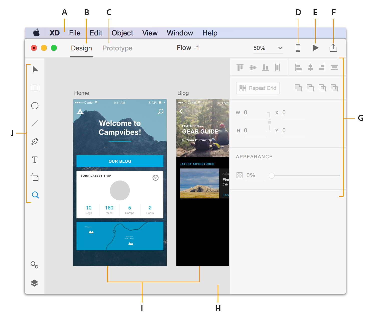 Learn about the design and prototyping interface in Adobe XD.