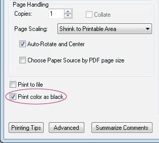 Impresión en blanco y negro con Acrobat o Reader