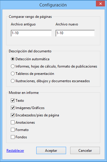 Comparación de dos versiones de un archivo PDF en Adobe Acrobat