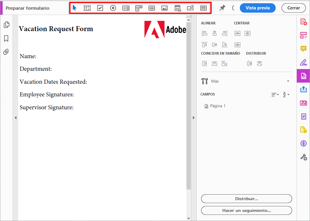 Cómo crear un formulario con Adobe Acrobat