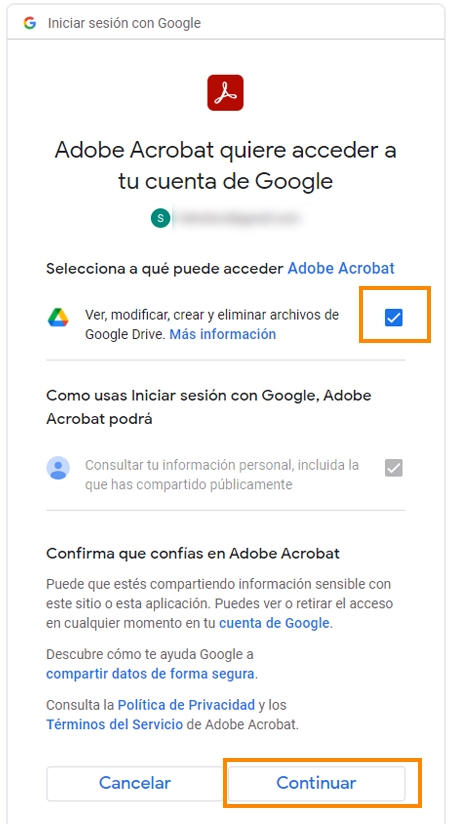 Acceda a sus archivos de Google Drive desde Acrobat