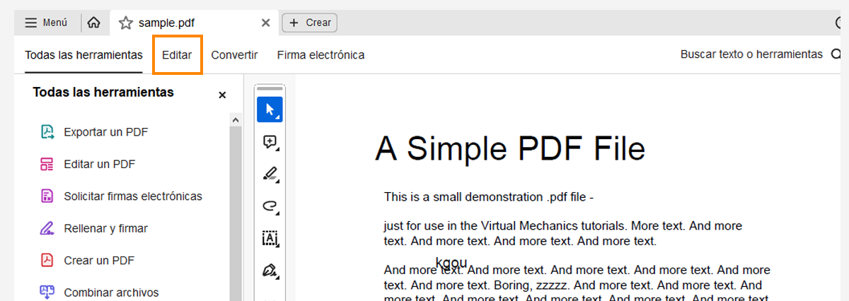 Editar o dar formato a textos en archivos PDF con Adobe Acrobat