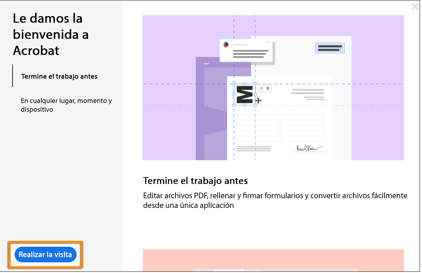Presentación de la nueva experiencia de Acrobat