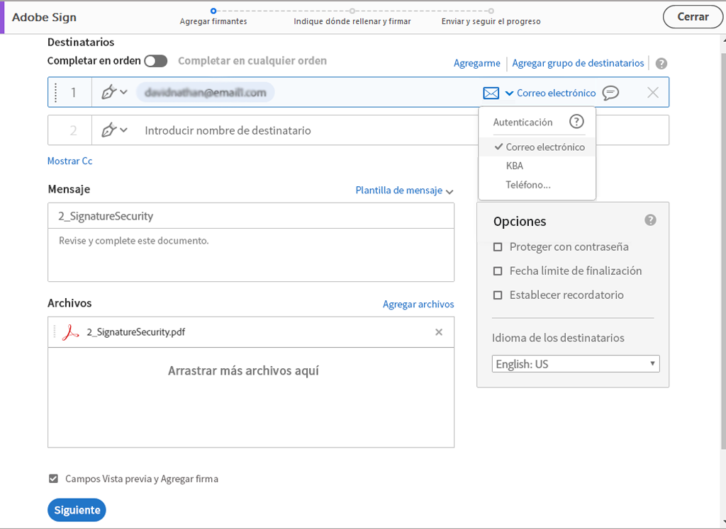 Enviar documentos para firmar, Adobe Acrobat Reader DC