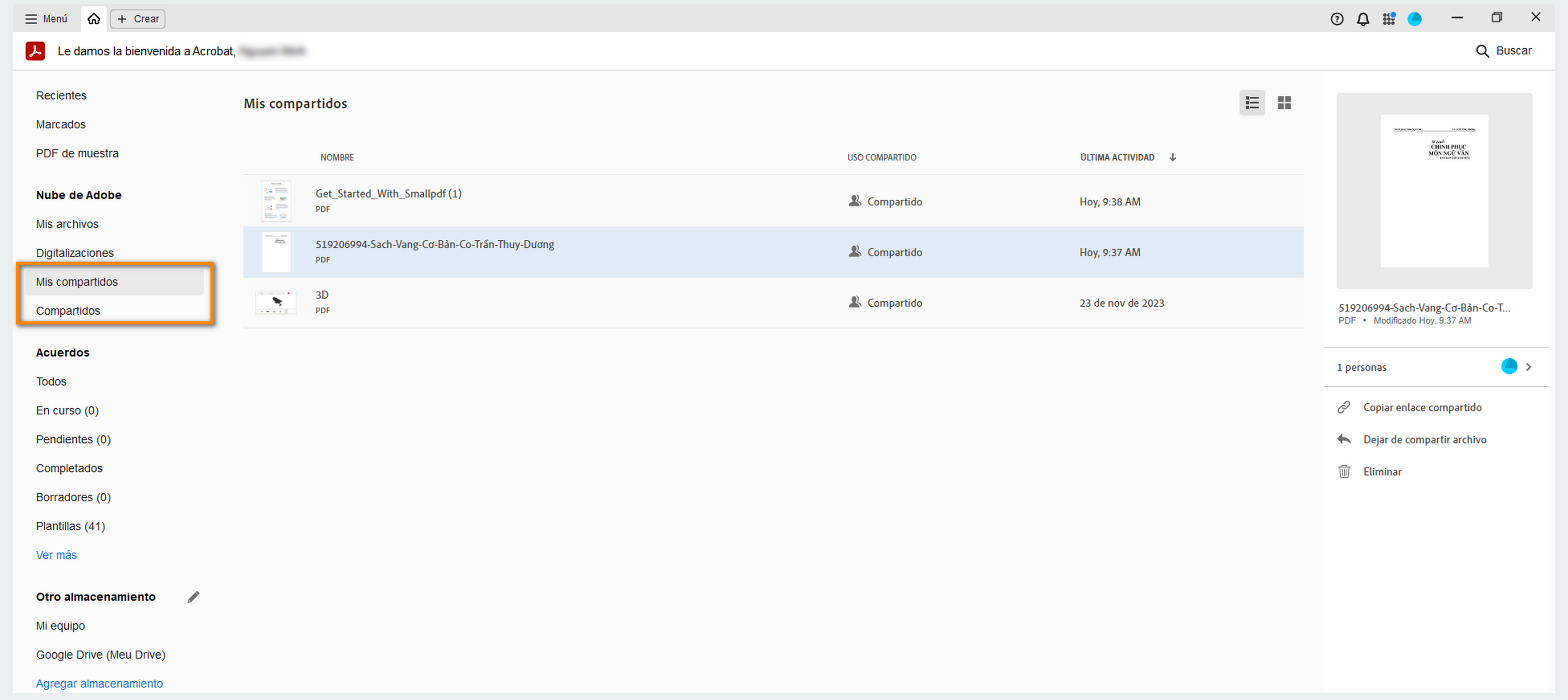 Compartir archivos en línea con Adobe Acrobat