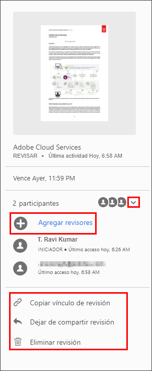 Rastrear y administrar revisiones de PDF