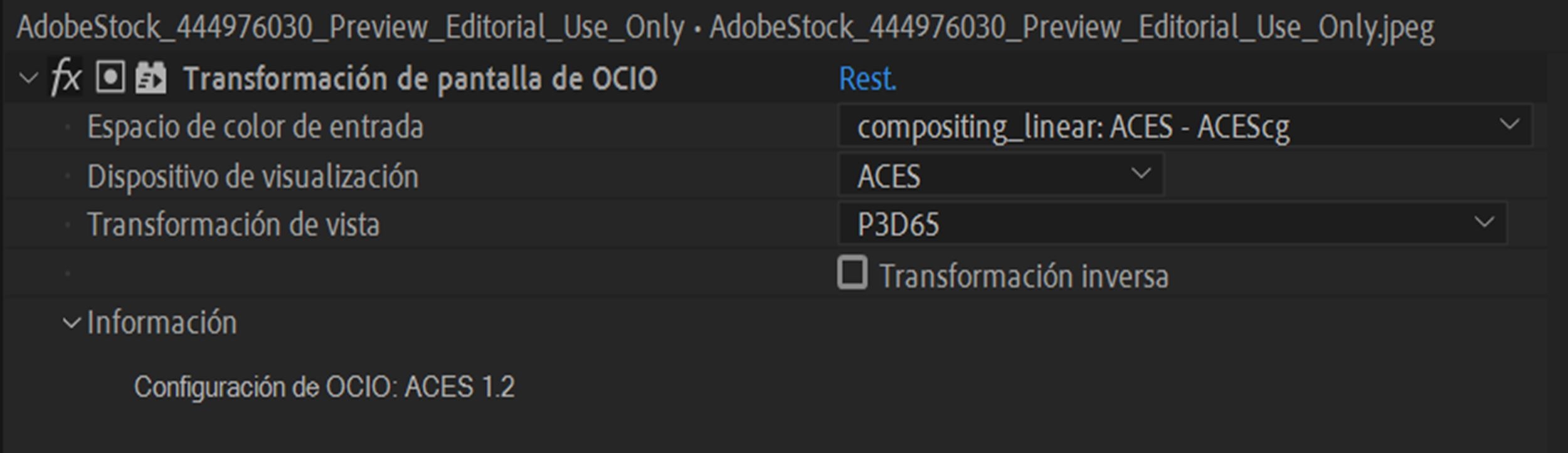 Gestión de color de OpenColorIO y ACE