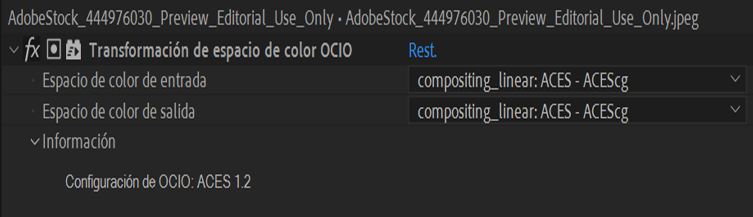Gestión de color de OpenColorIO y ACE