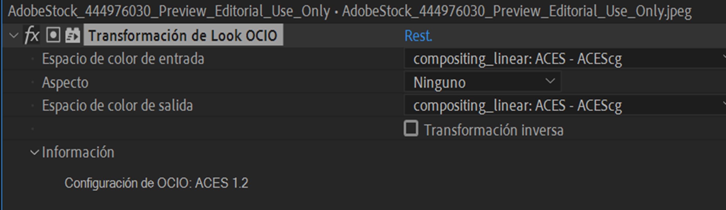 Gestión de color de OpenColorIO y ACE