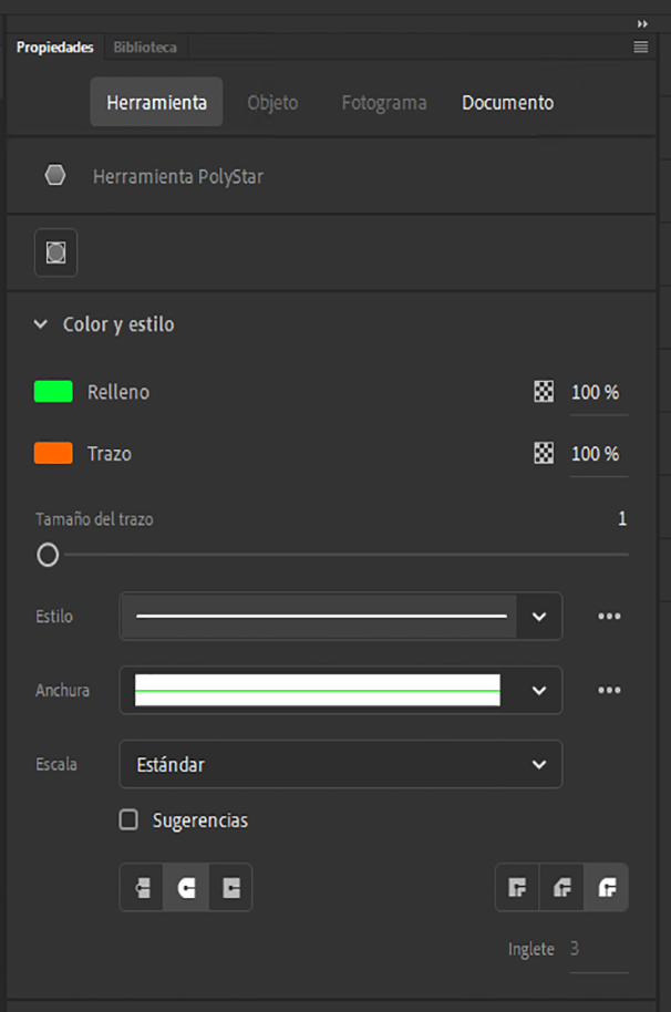 Paneles de edición en Animate