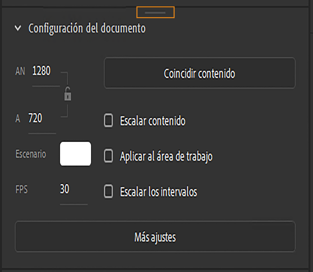 Paneles de edición en Animate