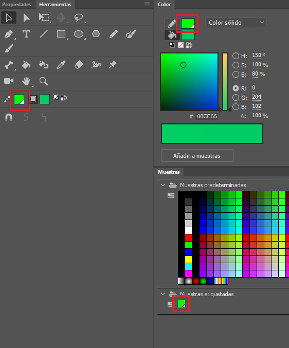 Panel de color en Animate