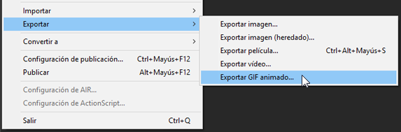 Exportación de gráficos y vídeos con Animate CC