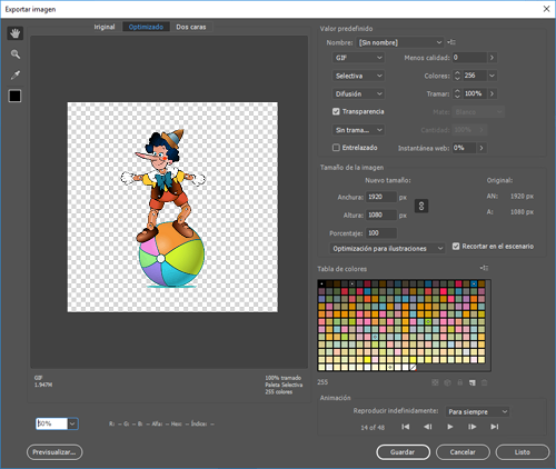 Exportación de gráficos y vídeos con Animate CC