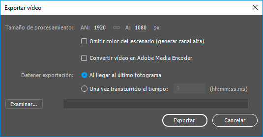Exportación de gráficos y vídeos con Animate CC